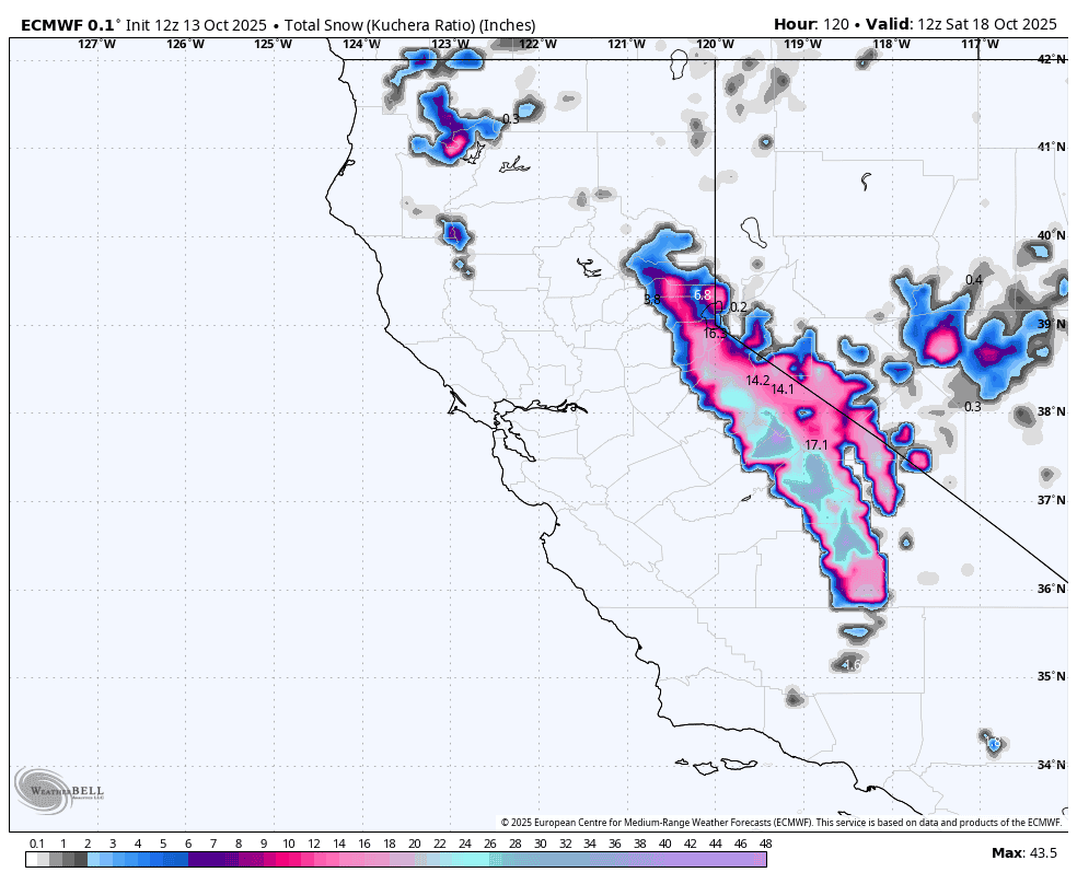 California Bracing for 24 Inches of Widespread Snow—Full Forecast - POWDER