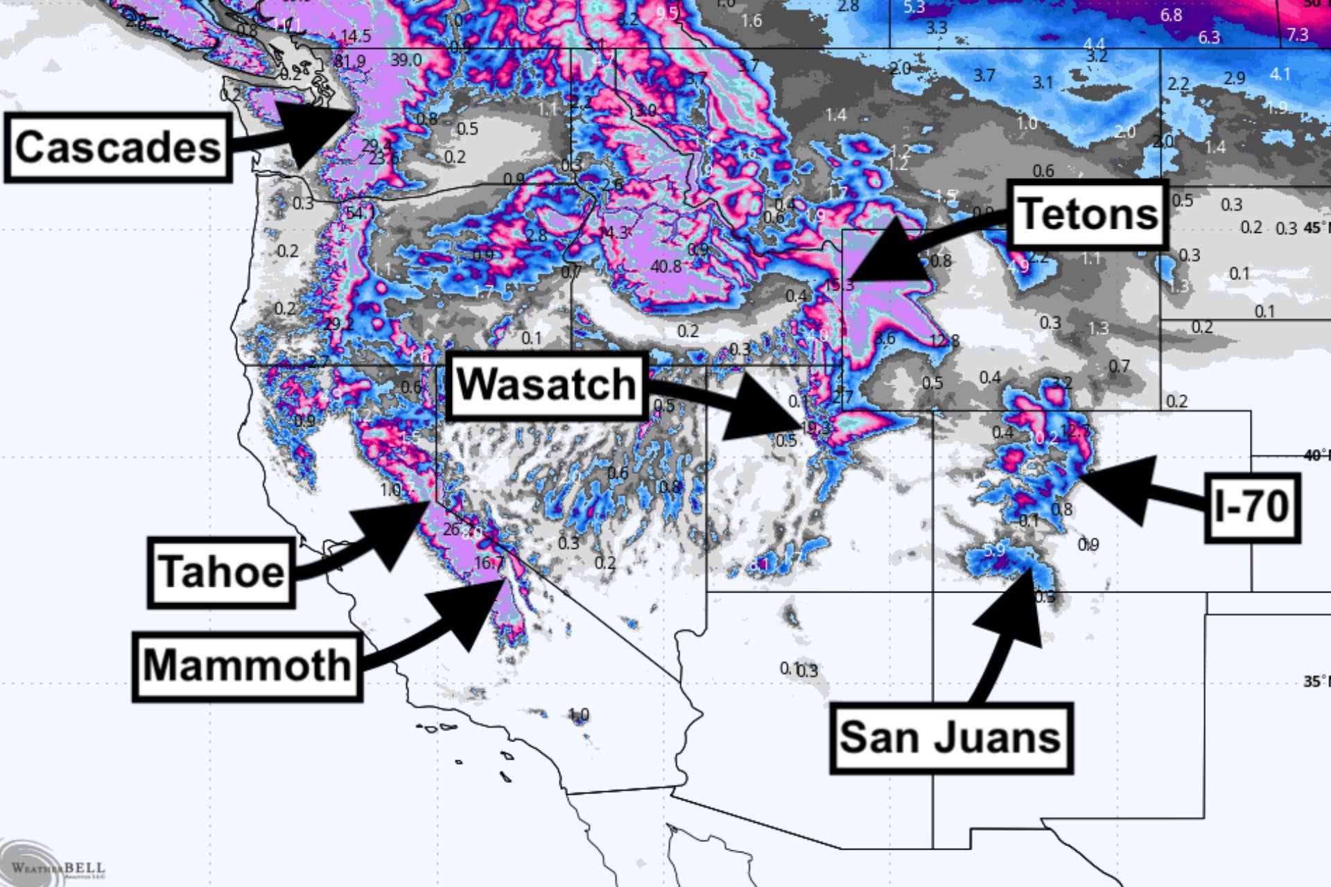 Ski Resort Snowfall Forecast Through Christmas 2025 - POWDER