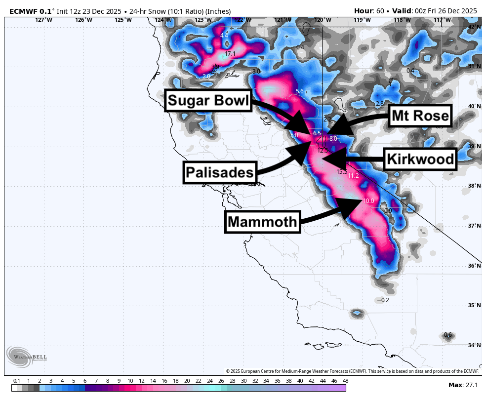 Five Feet of Snow Forecasted for California Ski Resorts Over Christmas ...