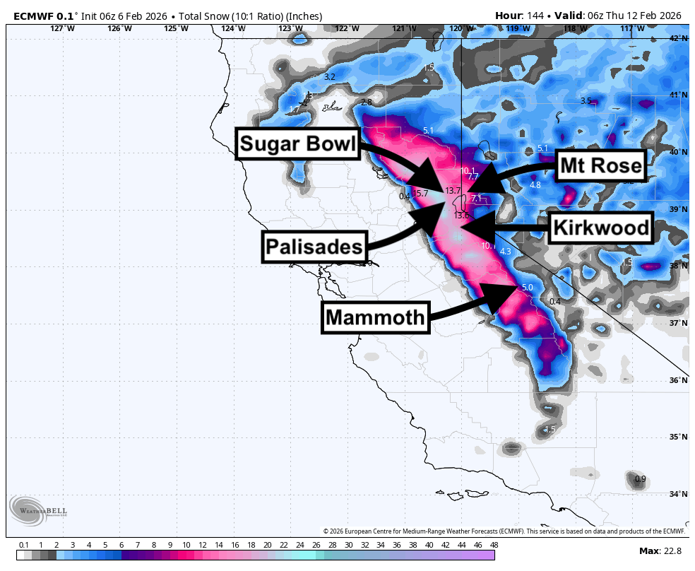 Ski Resort Snow Forecast, February 6-12, 2026 - POWDER