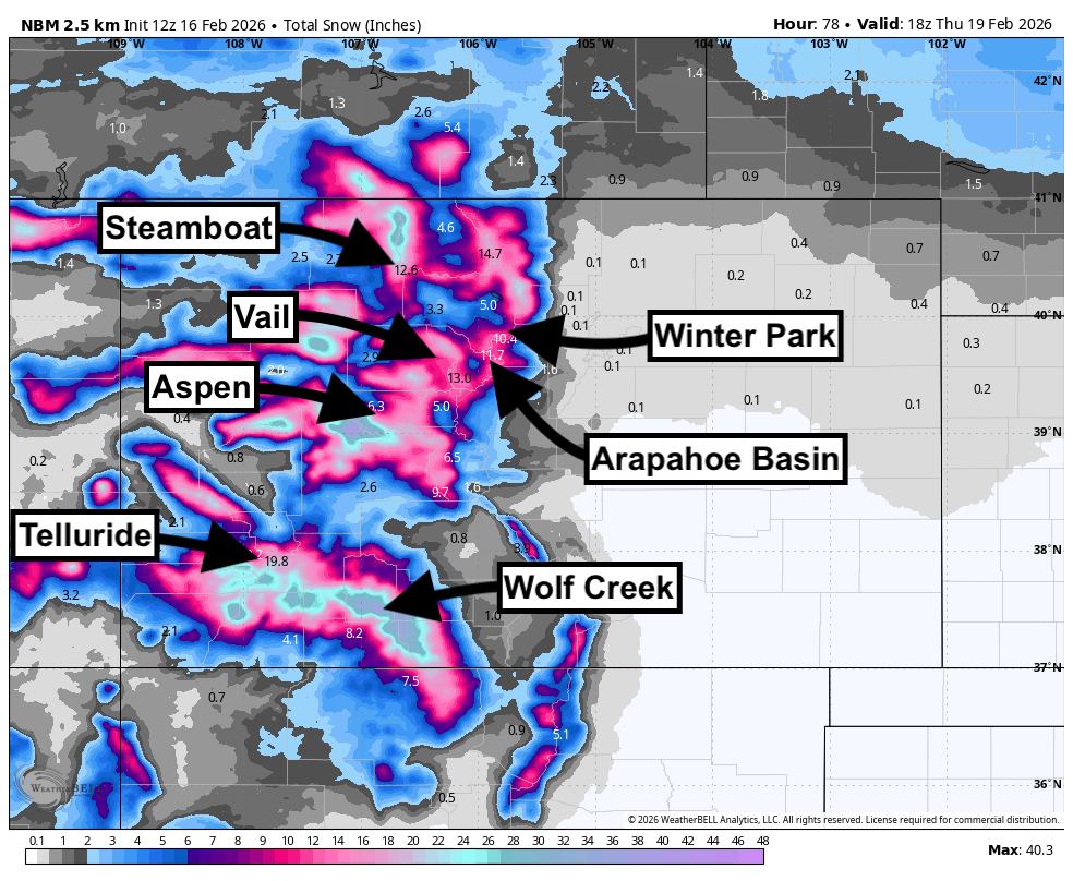 Snow Forecast for Utah and Colorado, Feb 16-19, 2026 - POWDER