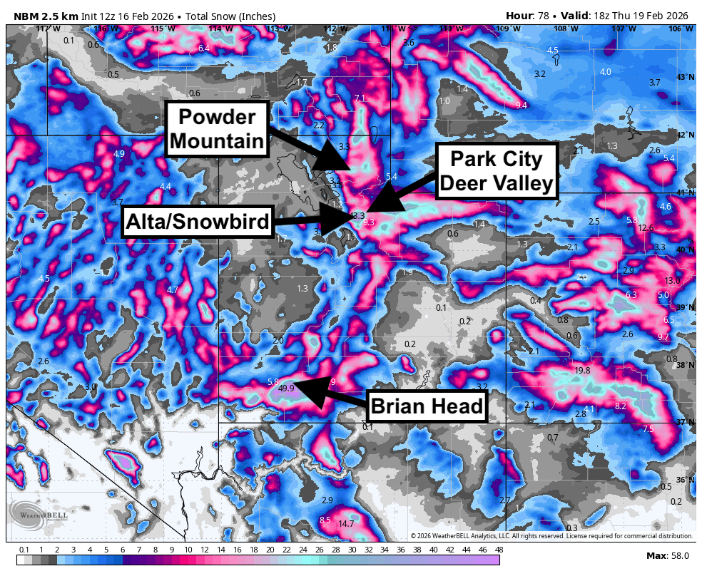 Snow Forecast for Utah and Colorado, Feb 16-19, 2026 - POWDER