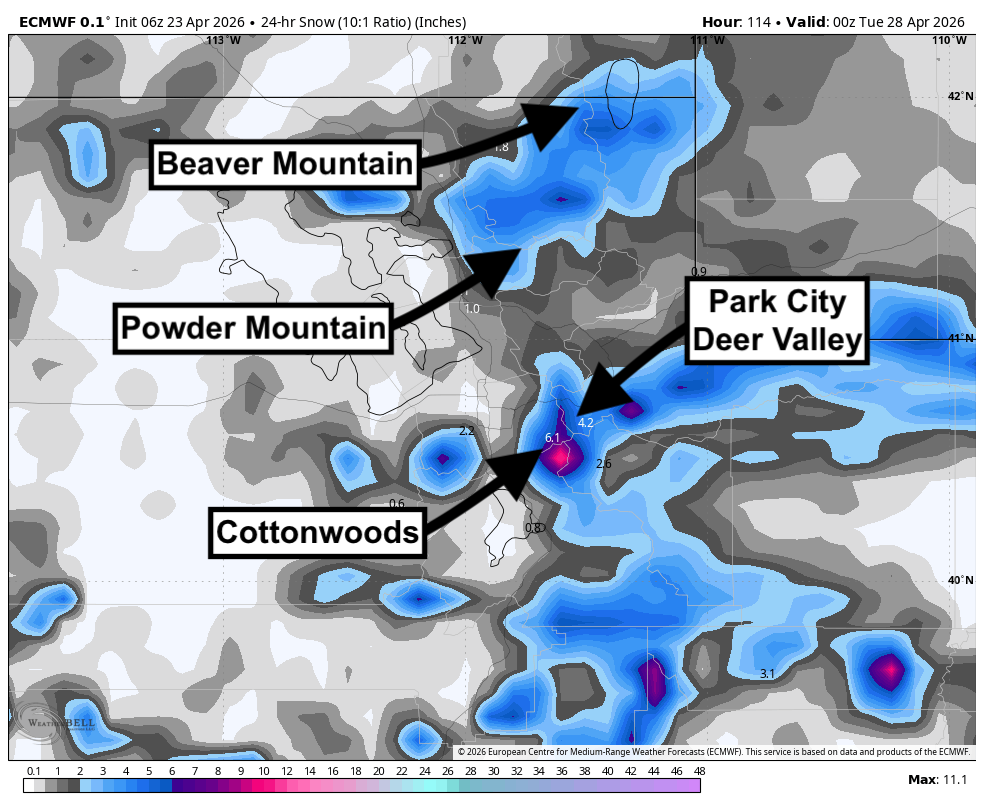 Utah Ski Resort Snow Forecast: April 23-28, 2026 - Powder
