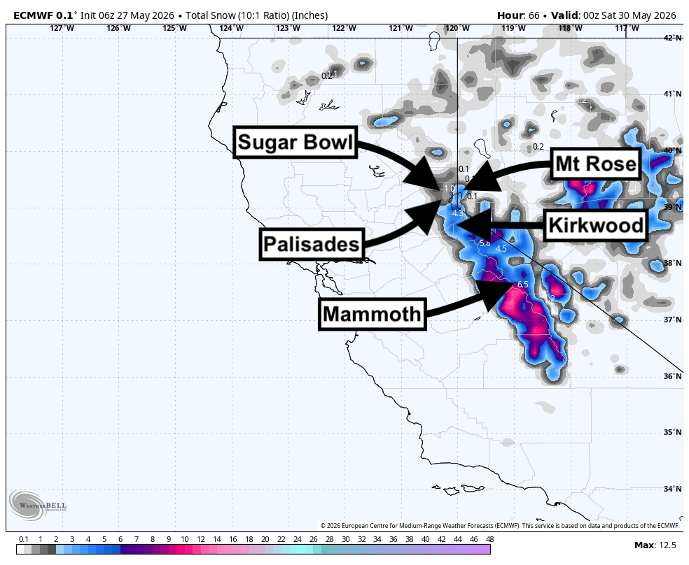 Mammoth Mountain Expecting 7 Inches of Snow From Late-May Storm - Powder