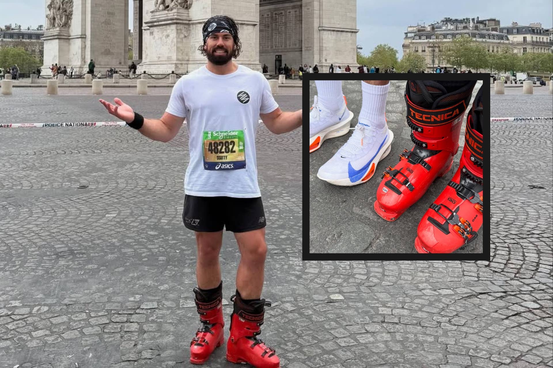 British Man Runs Paris Marathon in Ski Boots - Powder