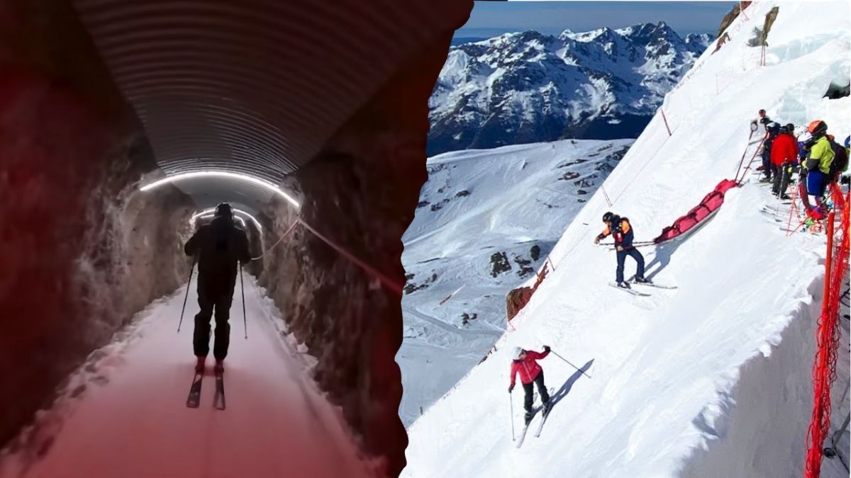 WATCH: Skiing Through A Tunnel To Access Europe's Most Dangerous Ski Run