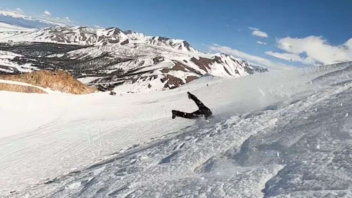 Look Skier Goes Head Over Heels Down Icy In Bounds Cliff Run
