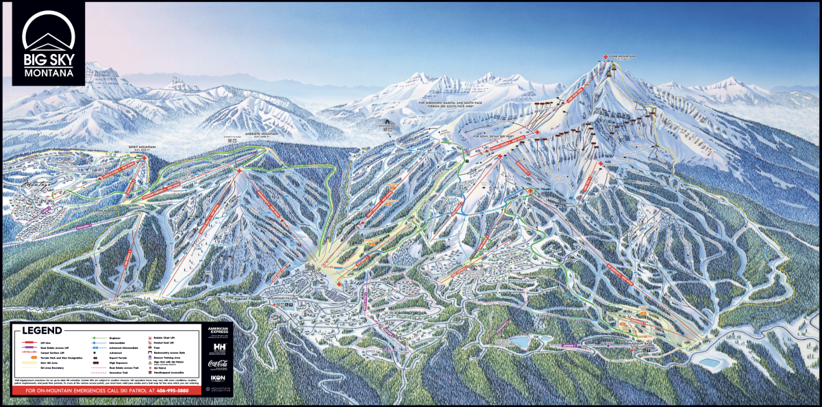 Big Sky Resort, Montana, Shares 50 Years Of Retro Ski Trail Maps