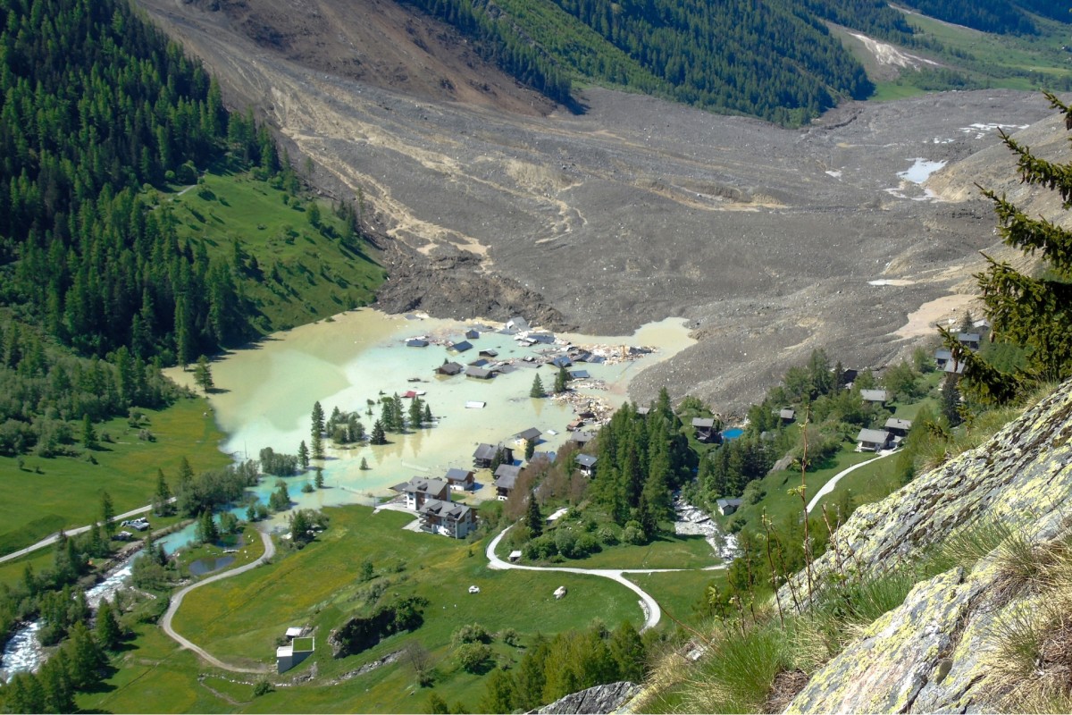 Striking Satellite Images Show Swiss Village Buried by Landslide