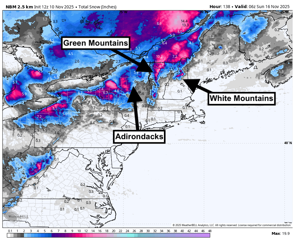 18 Inches of Snow Forecasted for the Northeast This Week - Powder